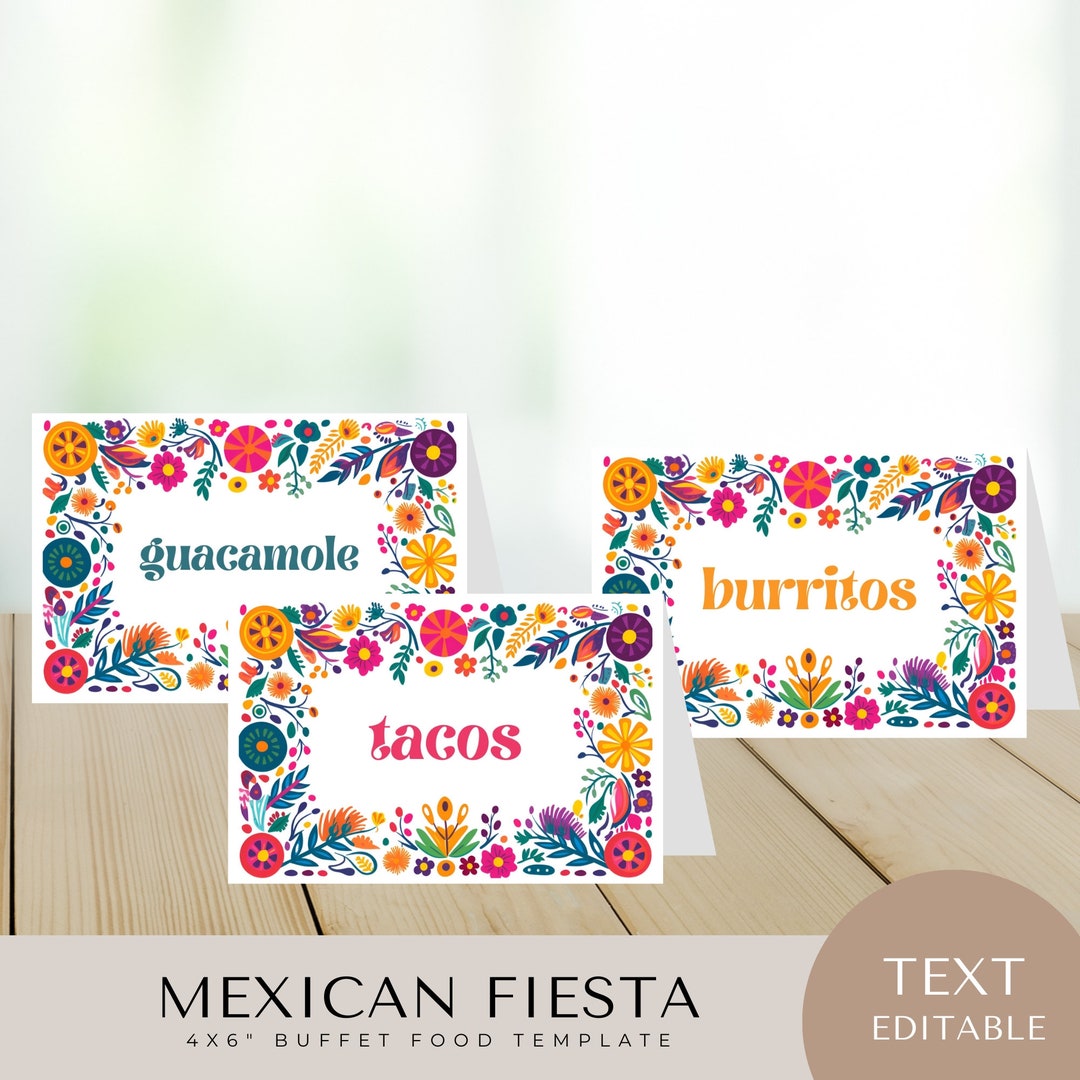 Mexican Fiesta Food Label, Fiesta Food Tags, Birthday Party Favor ...