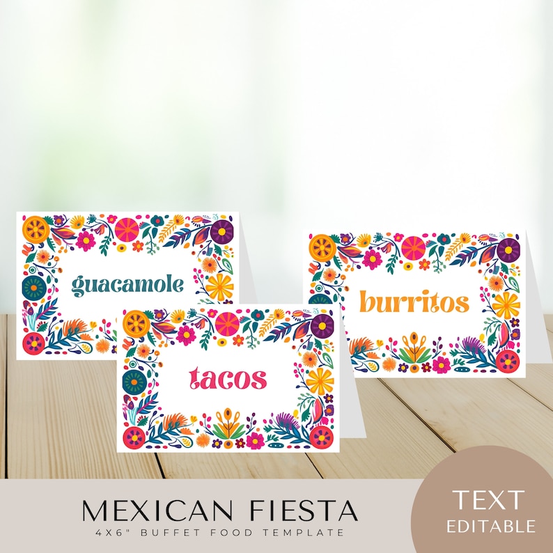 Mexican Fiesta Food Label, Fiesta Food Tags, Birthday Party Favor ...