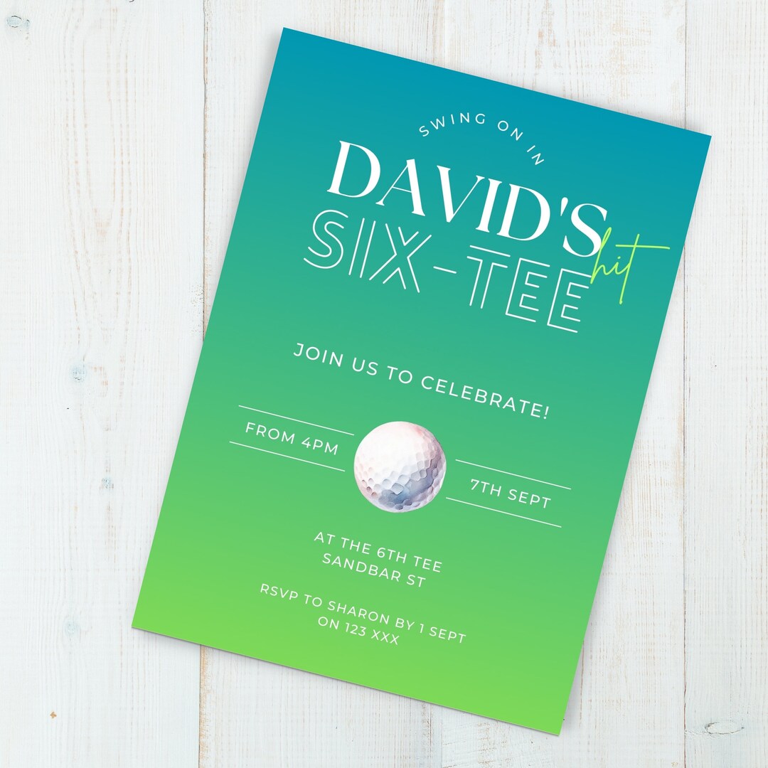 60th Birthday Invite Golf, Invitation, Retirement Party, Mens Birthday ...