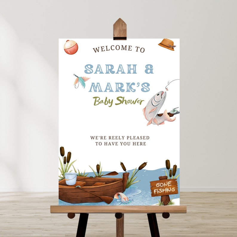 Fishing Baby Shower Bundle, Welcome Sign, Boy Theme, We're Reel Excited ...