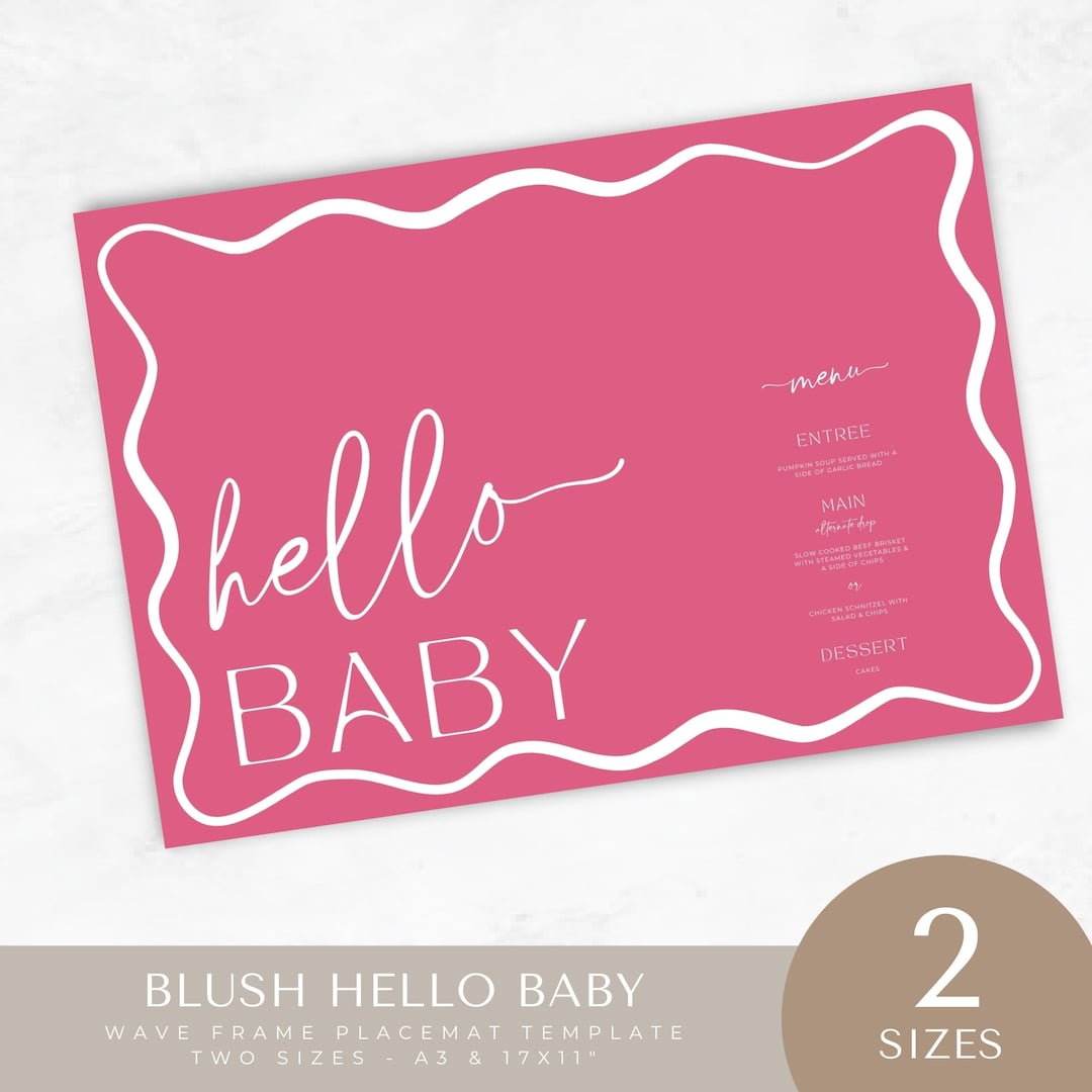 Paper Placemats Template, Wave, Wedding, Baby Shower Birthday Party ...