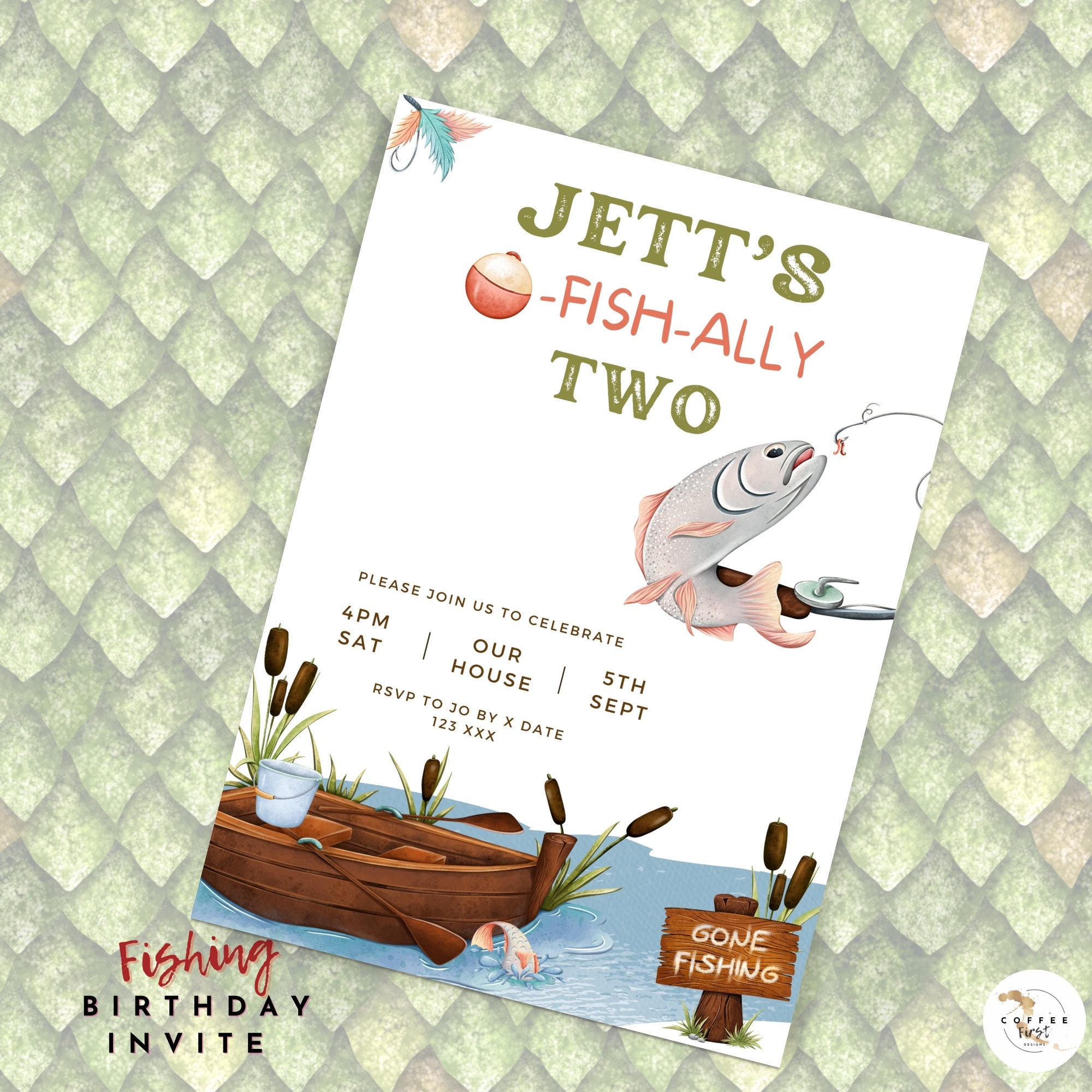 Editable Fishing Invitation Bobber Boy Birthday Invite Fishing Birthday ...