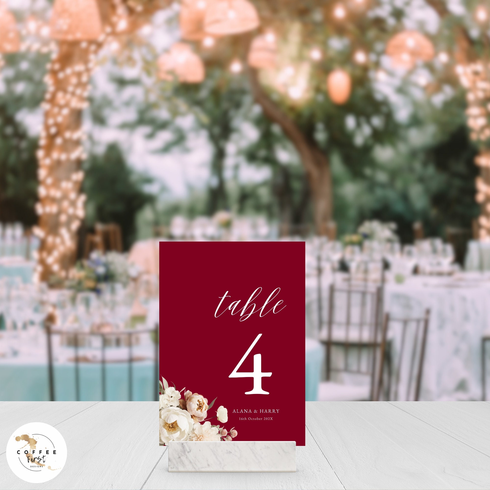 Wedding Table Number | Wedding Seating Chart | Floral Table Numbers ...