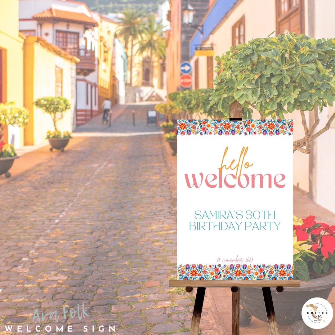 MEXICAN FLORAL Welcome Sign, Flower Power, Mexican Flower, Printable ...
