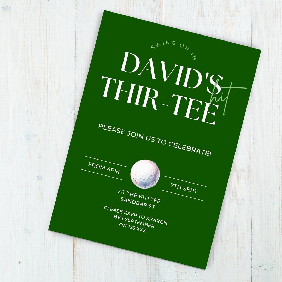 Mens 30th Birthday Golf Invite, INSTANT DOWNLOAD, Invitation, Canva ...