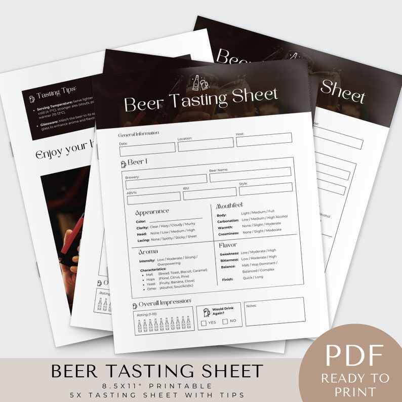 Beer Tasting Sheet, Oktoberfest Pub Game, Drinking Game, Rating ...