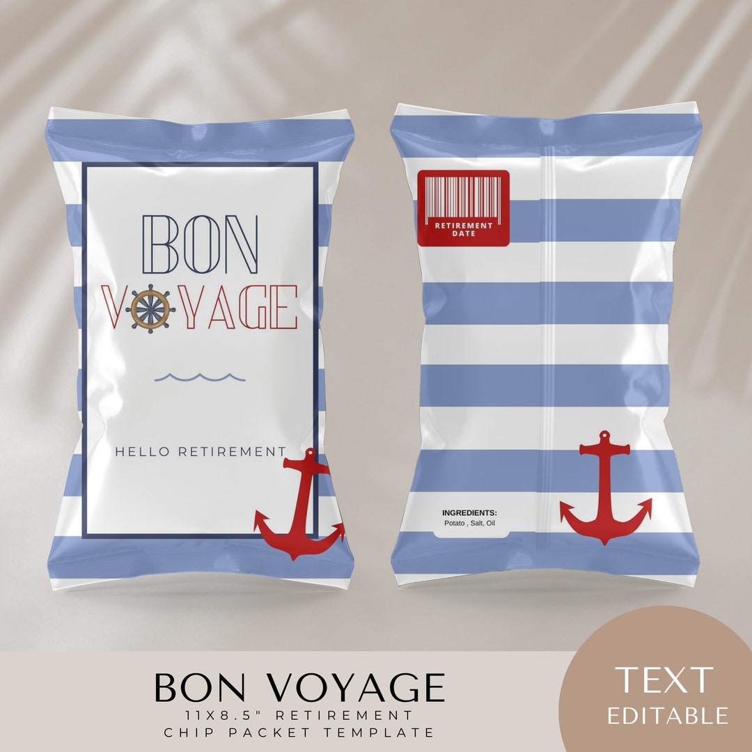 Editable Retirement Chip Packet, Party Favors, INSTANT DOWNLOAD, Canva ...