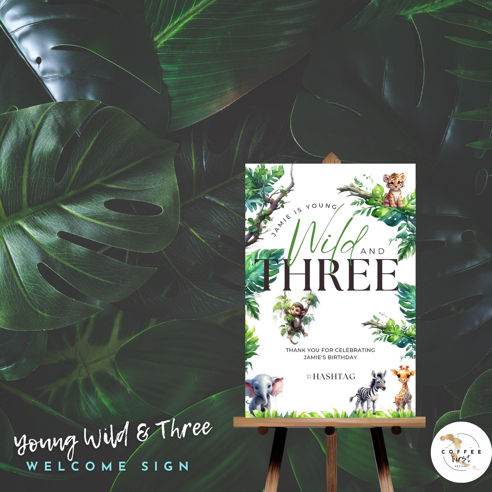 3rd Birthday | Wild & Three Cake Topper | Third Birthday Cake Topper ...
