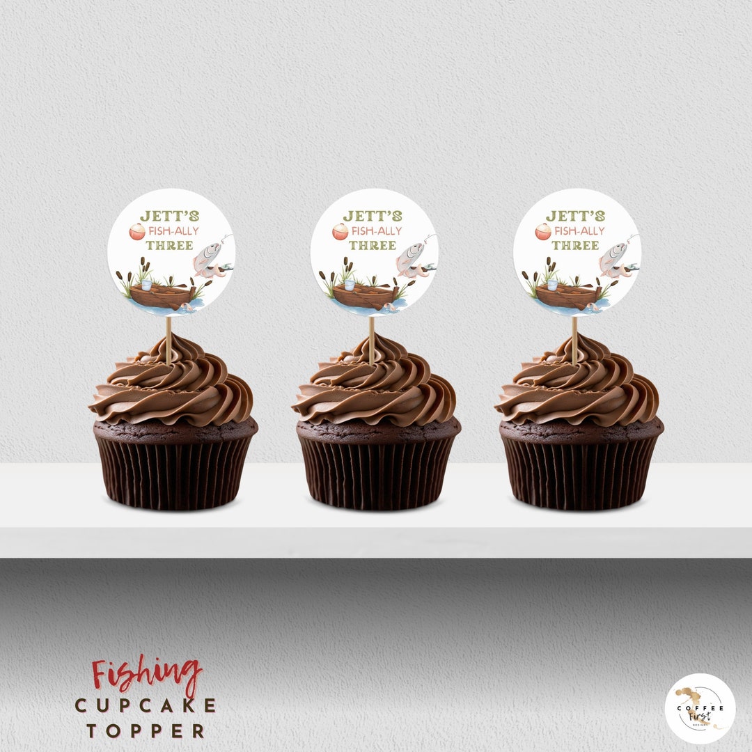 Fishing Cupcake Topper INSTANT DOWNLOAD, Birthday Thank You, DIY ...