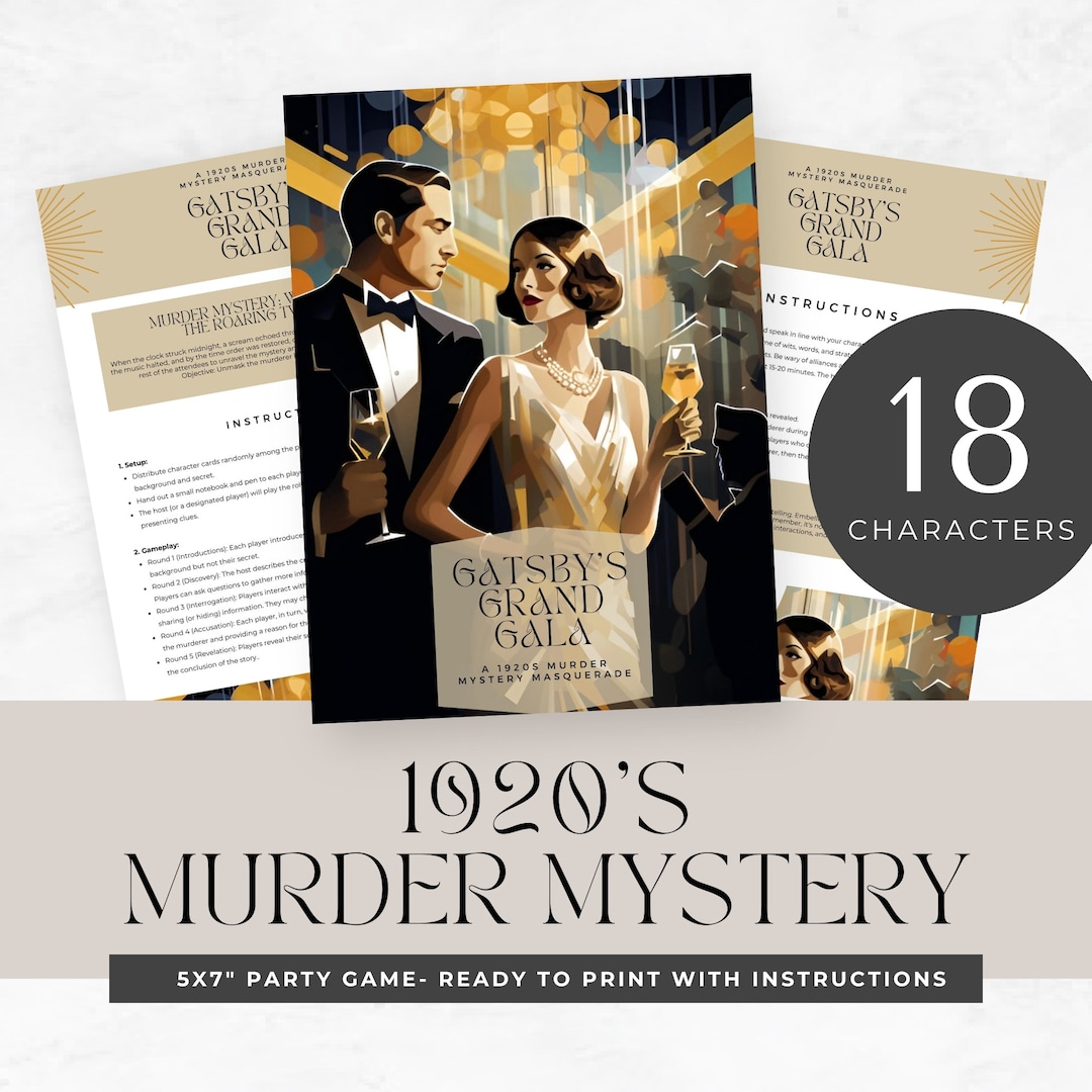 Printable Murder Mystery Game, 1920s Theme, Party, Role Play, Detective ...