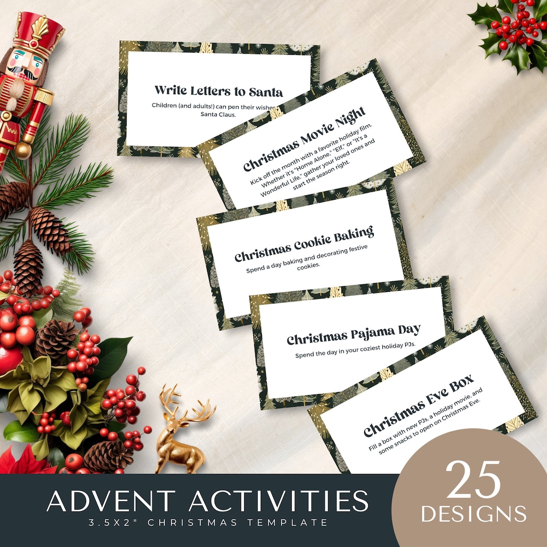 Family Advent Activities Christmas Printable, Editable Template ...