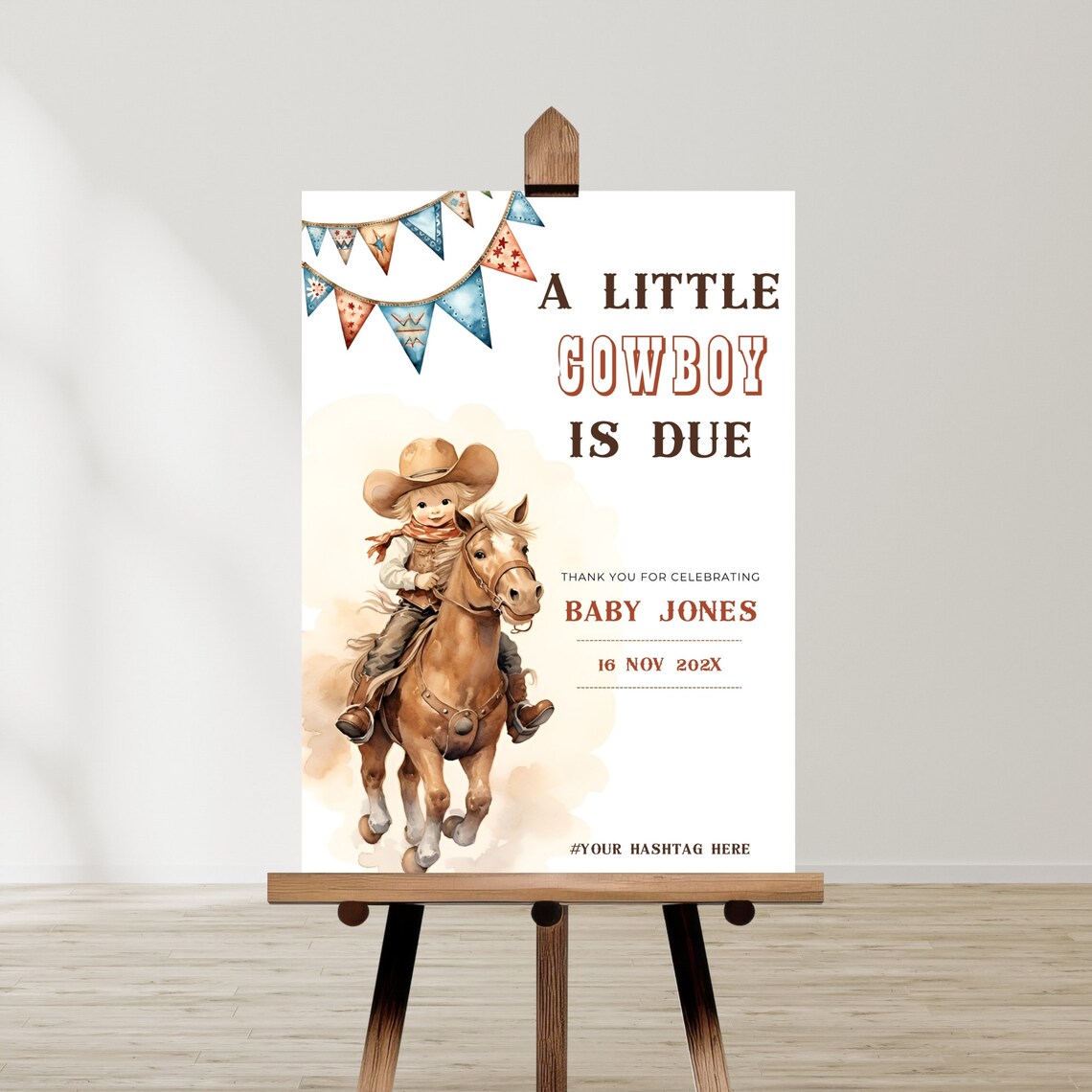 Little Cowboy Baby Shower Welcome Sign, Printable, Wild West Western ...