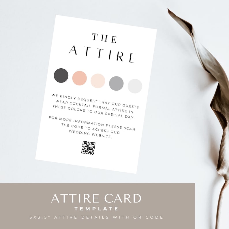Dress Code in Invitation, Details Card With Qr Code, Wedding Guest ...