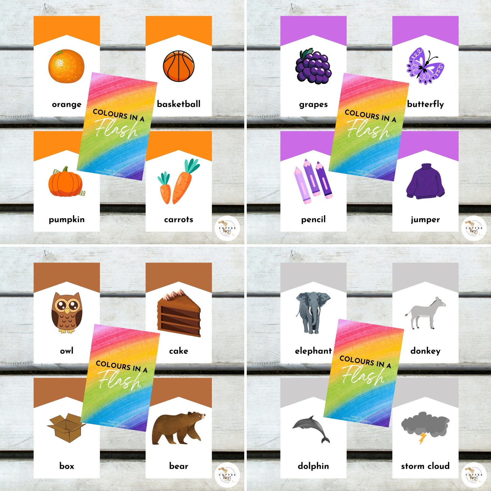 COLOUR FLASH CARDS, Digital Download, Digital Template, Instant ...