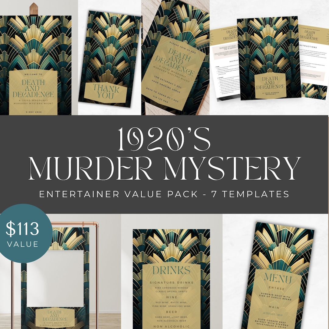 1920s Murder Mystery Party Game Bundle, 20s Theme, Unsolved Cold Case ...