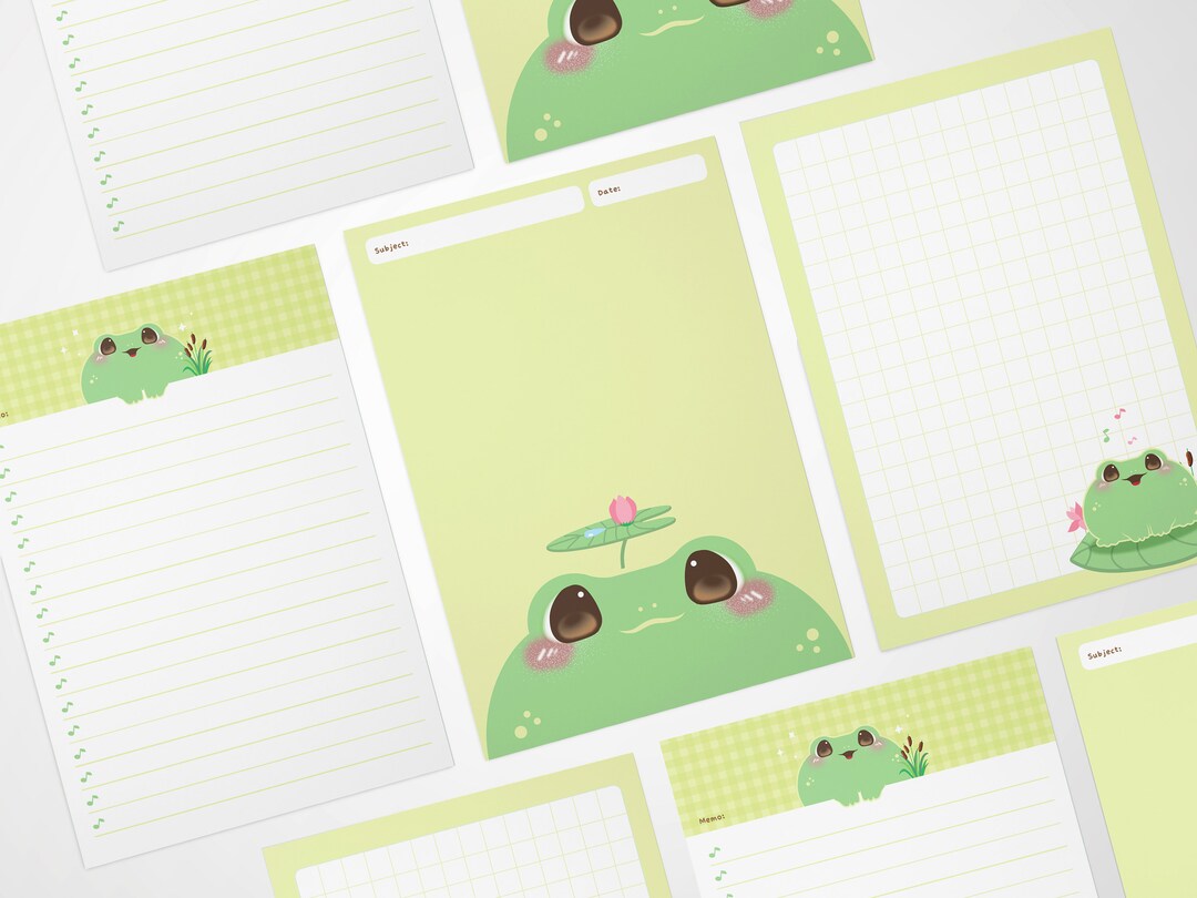 Cute Writing Paper Printable, Kawaii Froggy Stationery Printable ...