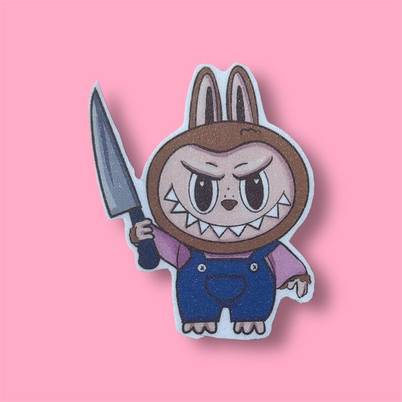 Punk Aesthetic Labubu Knife Sticker: Cute Vinyl Decal for Water Bottles ...