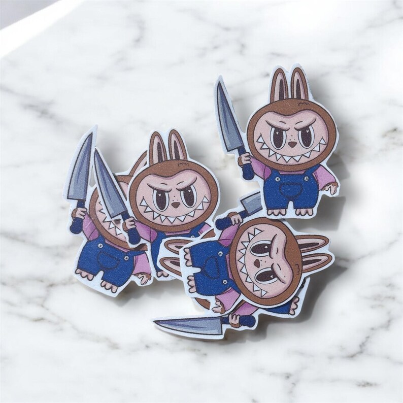 Punk Aesthetic Labubu Knife Sticker: Cute Vinyl Decal for Water Bottles ...