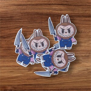 Punk Aesthetic Labubu Knife Sticker: Cute Vinyl Decal for Water Bottles ...