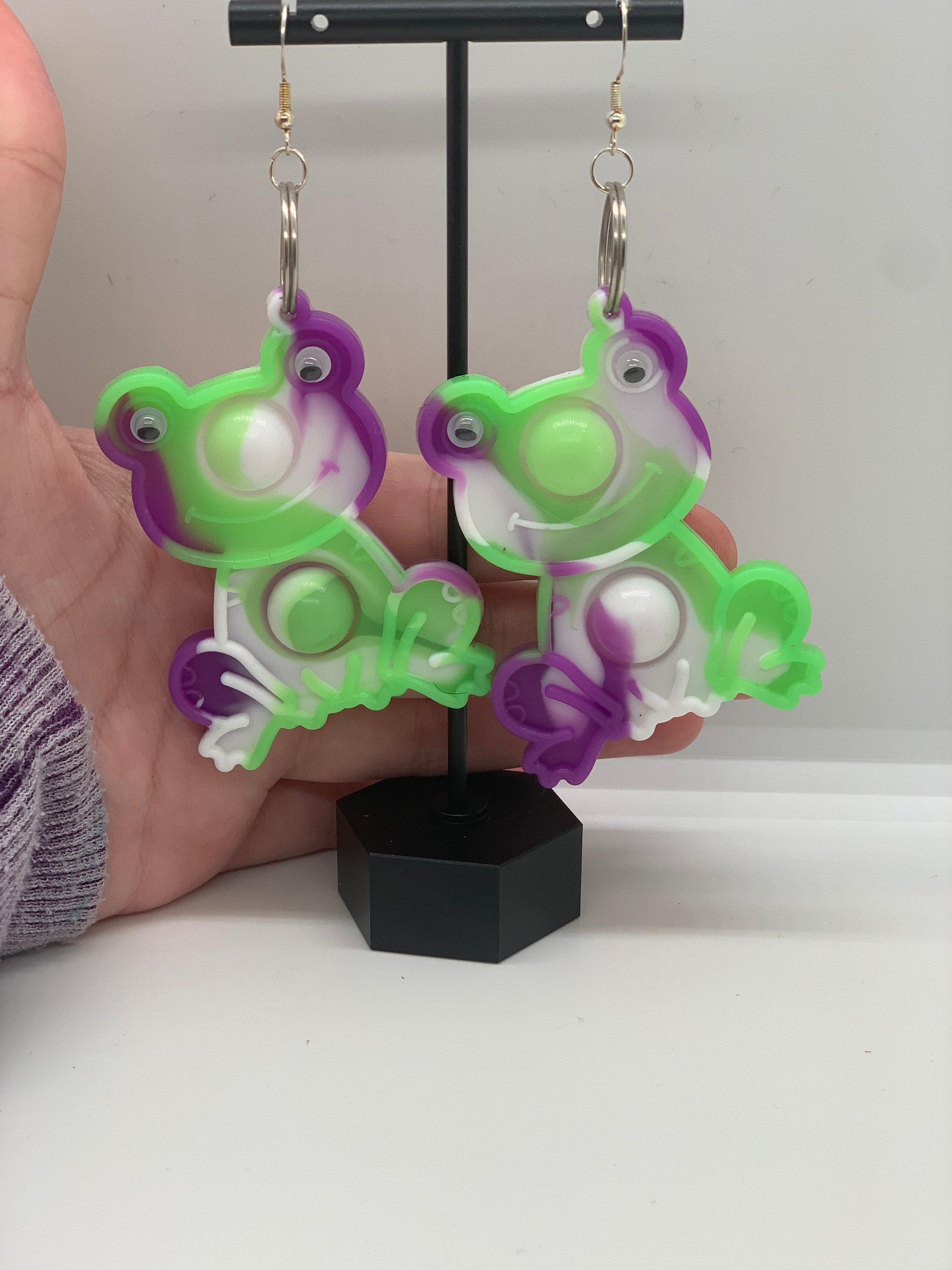 Functional Frog Pop It Fidget Toy Novelty Earrings - Etsy