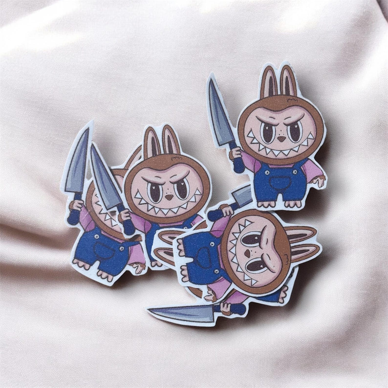 Punk Aesthetic Labubu Knife Sticker: Cute Vinyl Decal for Water Bottles ...