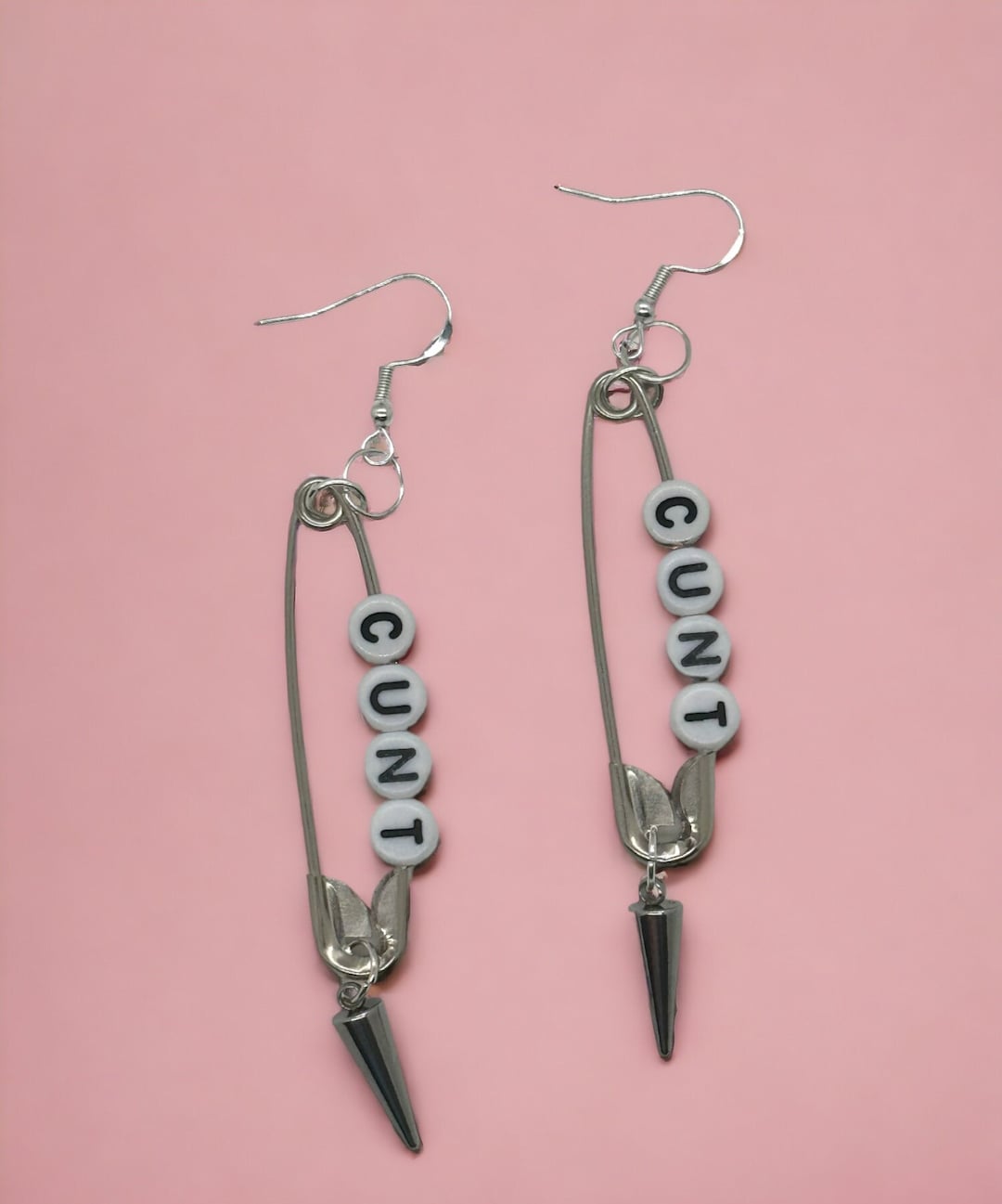 Edgy Cunt Safety Pin Earrings - Hypoallergenic Crude Letter Jewelry for ...