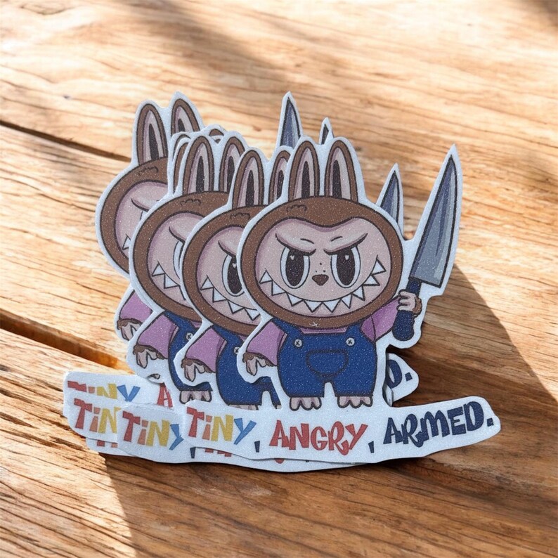 Tiny Armed Labubu Anti-fascist Vinyl Sticker | Punk Aesthetic Decal for ...