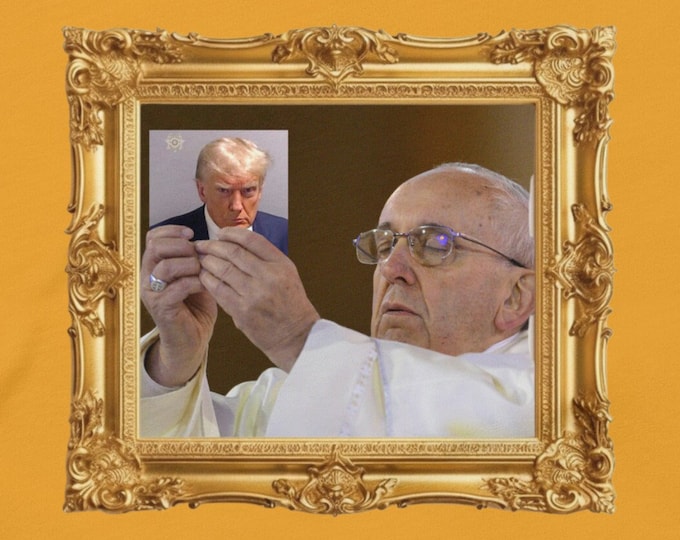 Donald Trump Mugshot Pope Francis Meme Ornate Gold Frame T-shirt - Etsy