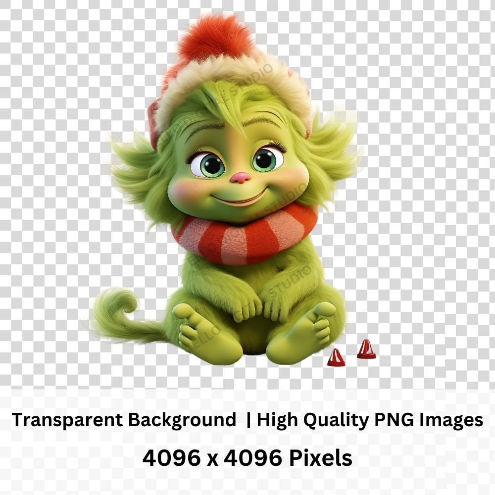 Baby Grinch Clipart Set of 5 Christmas PNG Images Grinch Sublimation ...
