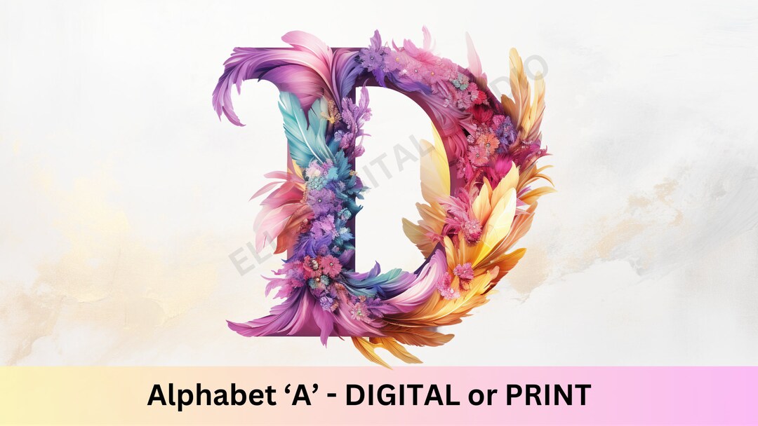 Ethereal Angel Wings Alphabet Letter D, Initials Clipart, Personalised ...