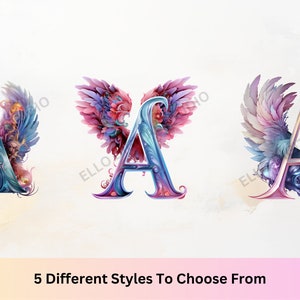 Hermosas letras del alfabeto de alas de ángel, imágenes prediseñadas ...