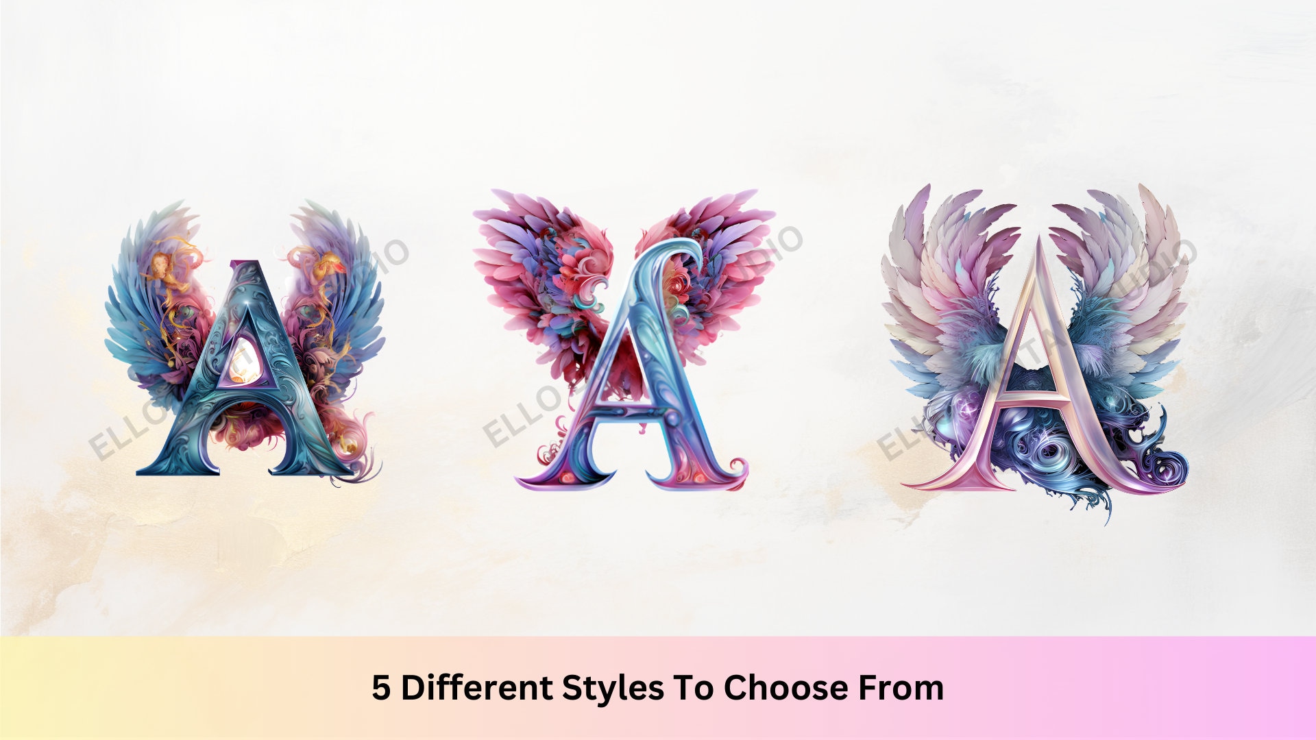 Hermosas letras del alfabeto de alas de ángel, imágenes prediseñadas ...