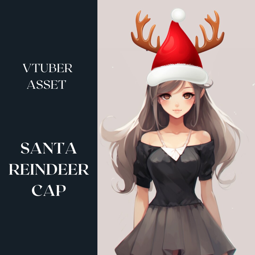 Santa Reindeer Cap Vtuber Asset PNG Christmas Twitch Overlay for ...