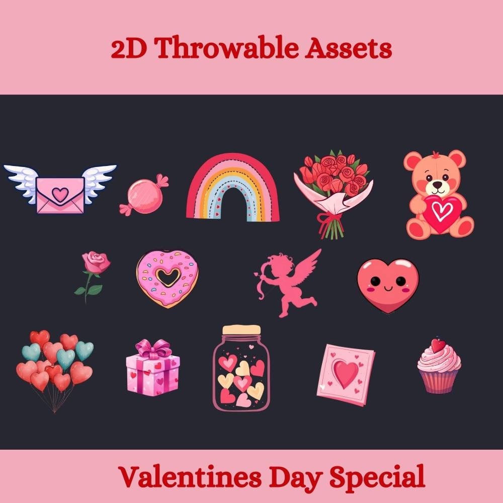 Vtuber 2D Throwable Assets, Valentine's Day Bundle of 14 Assets, Stream ...