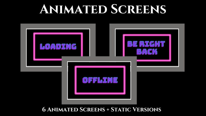 Animated Neon Text Vtuber Bundle Screens for Twitch, Lofi Aesthetic ...