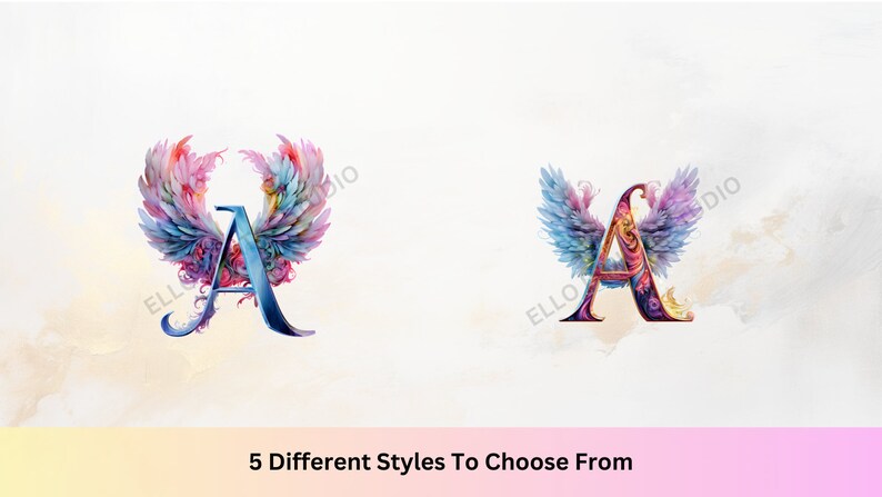 Beautiful Angel Wings Alphabet Letters, Initials Clipart, Personalised ...