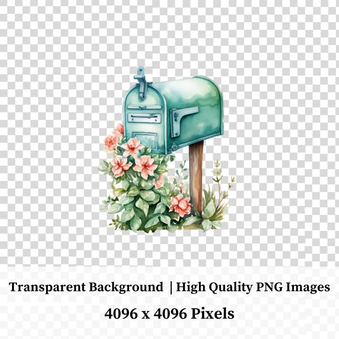 Mailbox Watercolor Clipart Bundle 5 PNG Images Postage Mail Floral ...