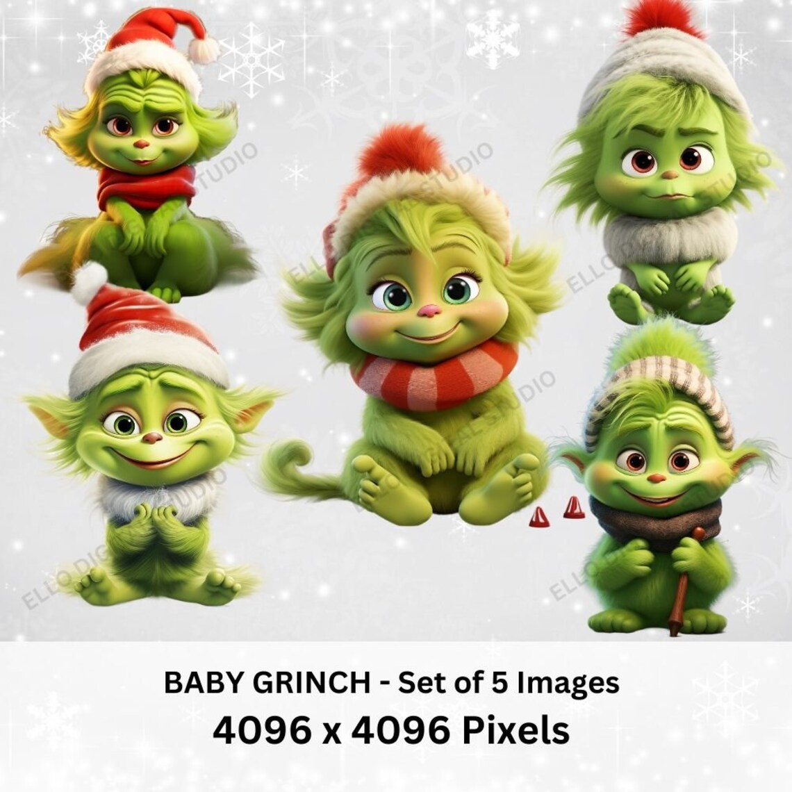 Buy Baby Grinch Clipart Set of 5 Christmas PNG Images Grinch Online in ...