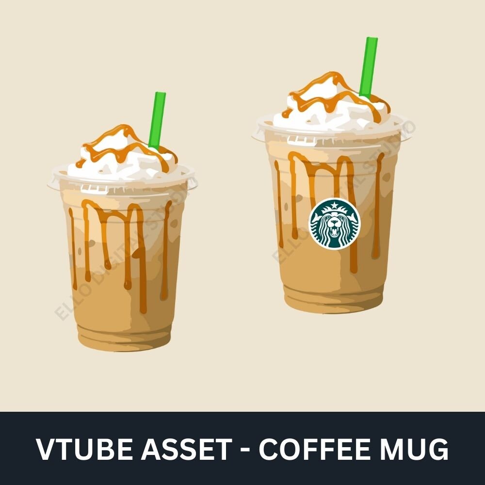 Vtuber Asset Caramel Coffee Cute Mug With Logo Vtube Vtubing Twitch Cup ...
