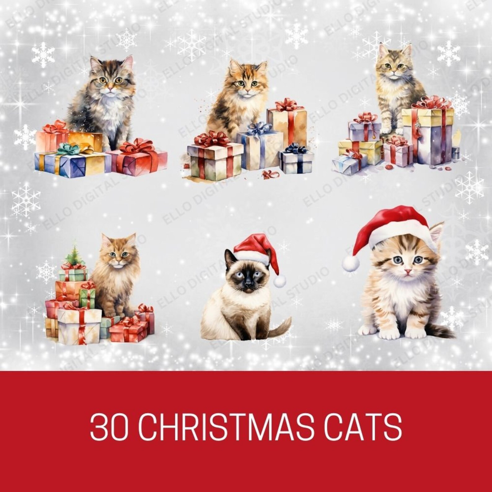 Buy Christmas Clipart Mega Bundle, 43 PNG Images, Transparent ...