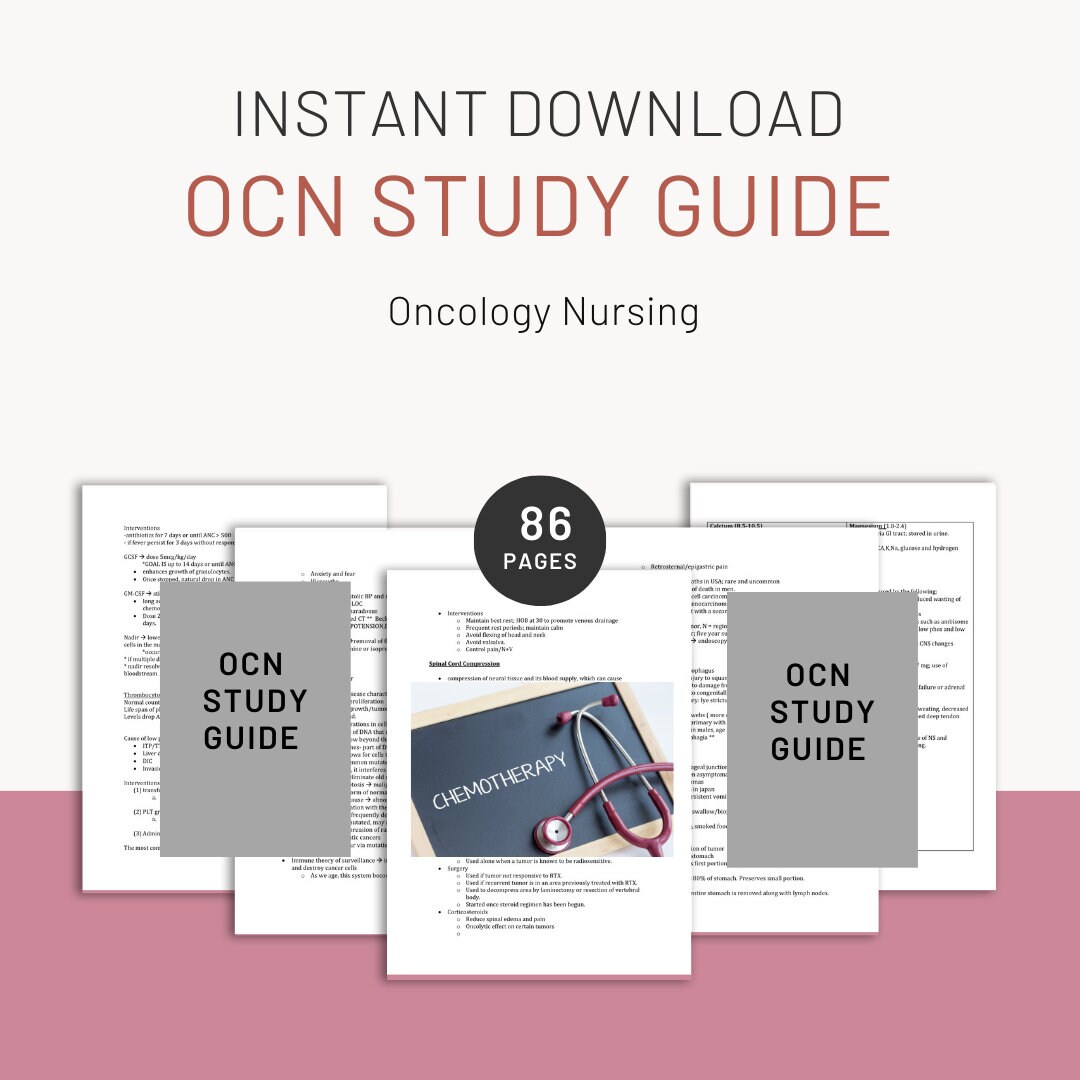 OCN : Oncology Nurisng Study Guide - Etsy
