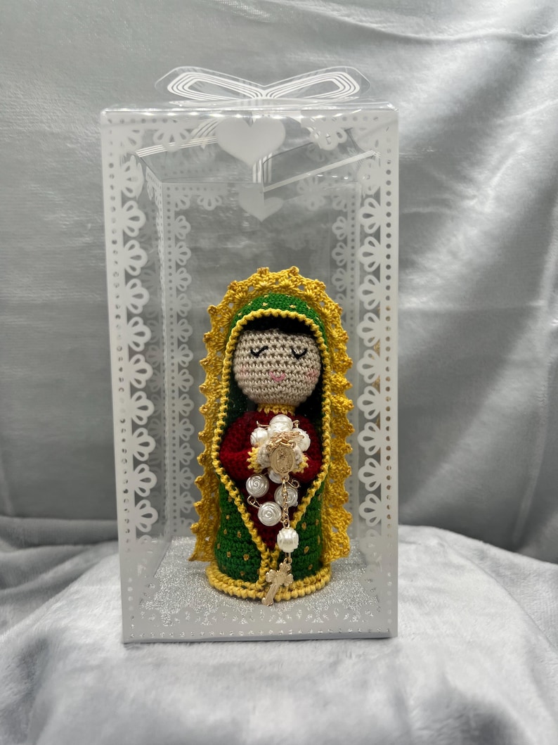 Handmade Crochet Virgin Mary Doll With Rosary (green Veil) - Etsy