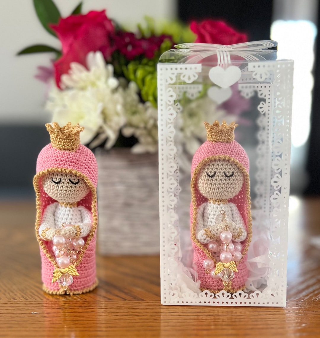Handmade Crochet Virgin Mary Doll With Rosary (pink Veil) - Etsy