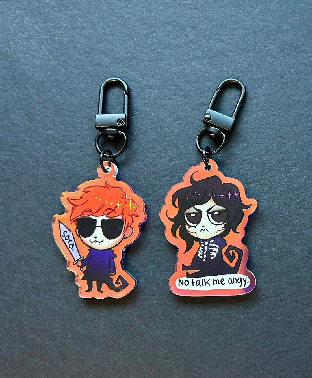 The Locked Tomb Gideon and Harrow 2 Inch Rainbow Chibi Keychain Charms ...