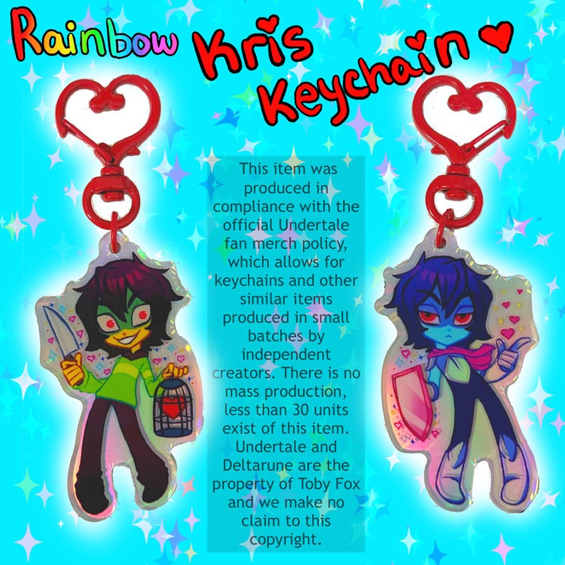 Rainbow Kris Deltarune-inspired 2" Keychain Charm - Etsy
