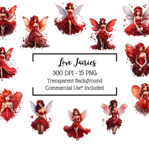 Valentines Fairy Clipart, Fantasy Clipart, Love Fairy, Red Fairy ...