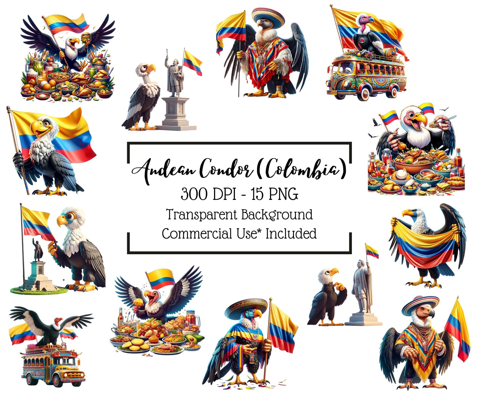 Andean Condor Clipart - Colombia's Sky Sovereign, Jungle Theme Clipart ...