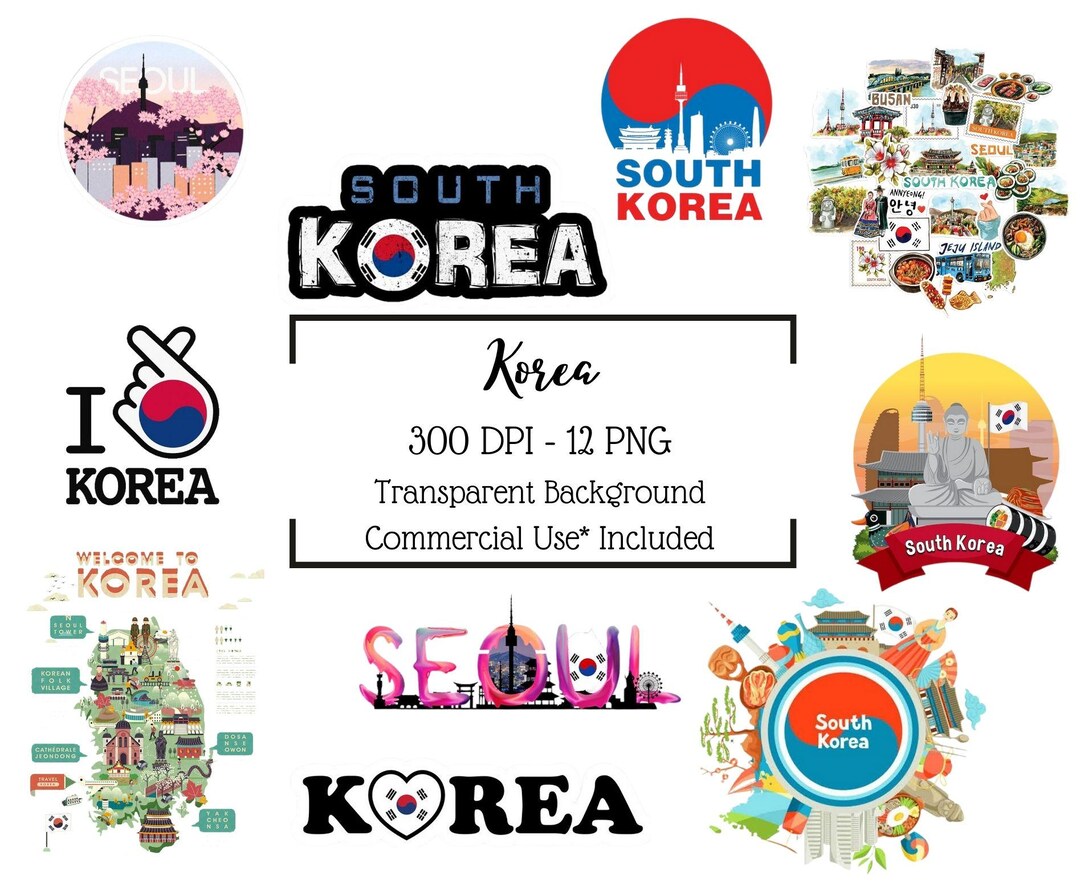 South Korea Clipart Bundle - 12 PNG Transparent Backgrounds - Seoul ...