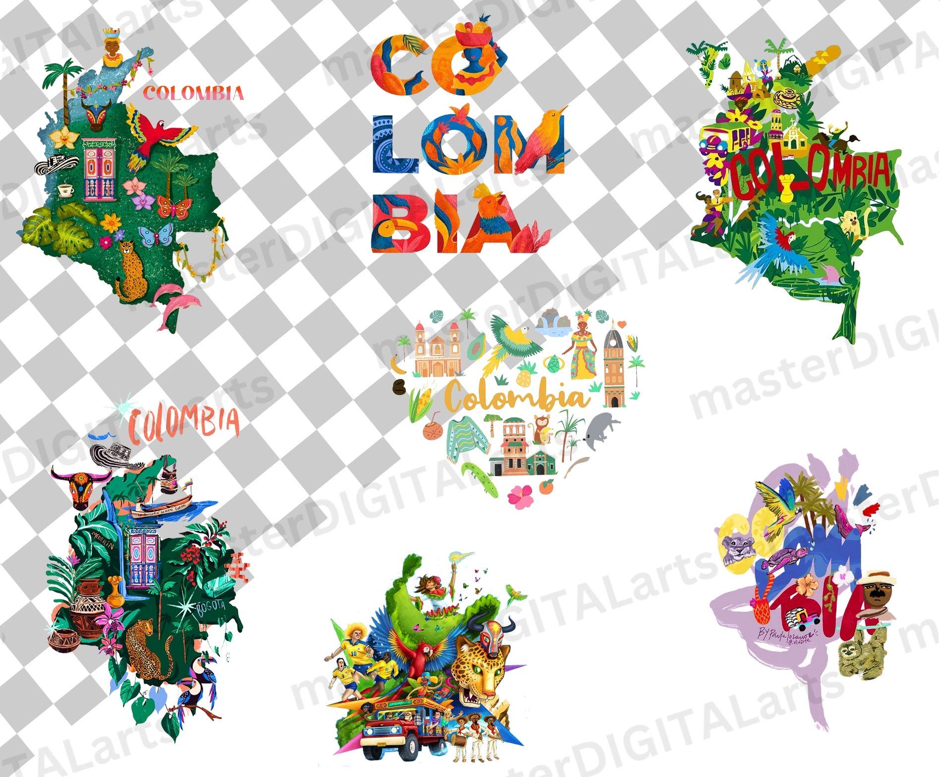 Colombia, Colombia Map Clipart Bundle - 7 PNG Transparent Backgrounds ...