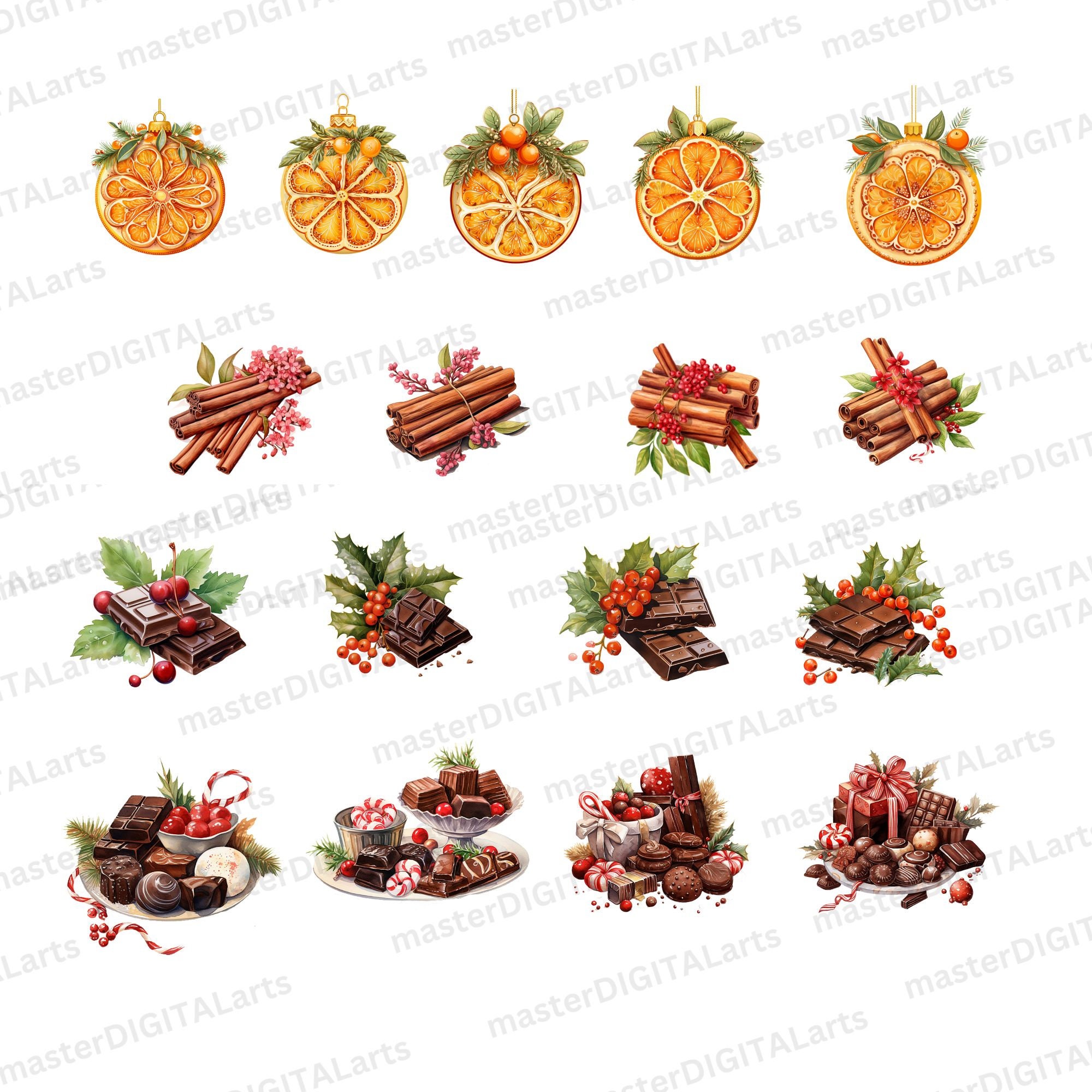 60 Png's Christmas Dessert Clipart Christmas Sweets Clip - Etsy